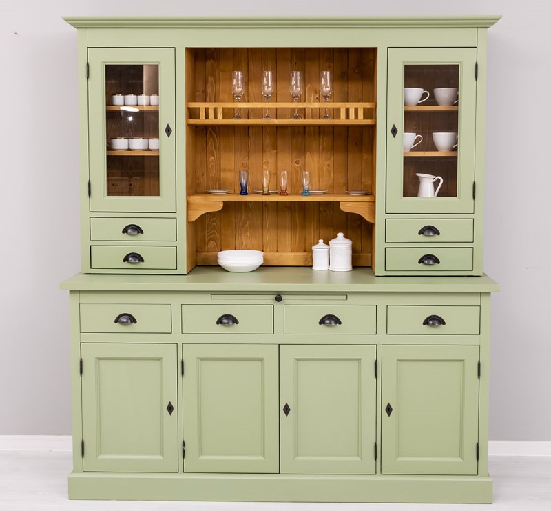 buffet vaisselier 6 portes, 8 tiroirs en pin massif vert pommeraie et ...